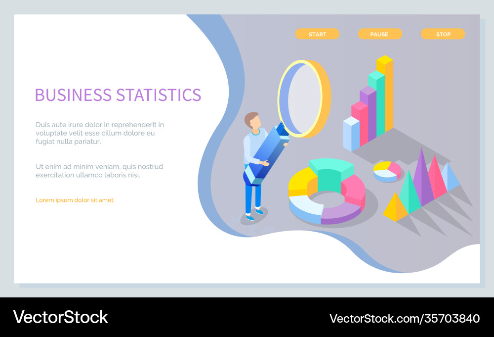 Business statistics landing page website Vector Image