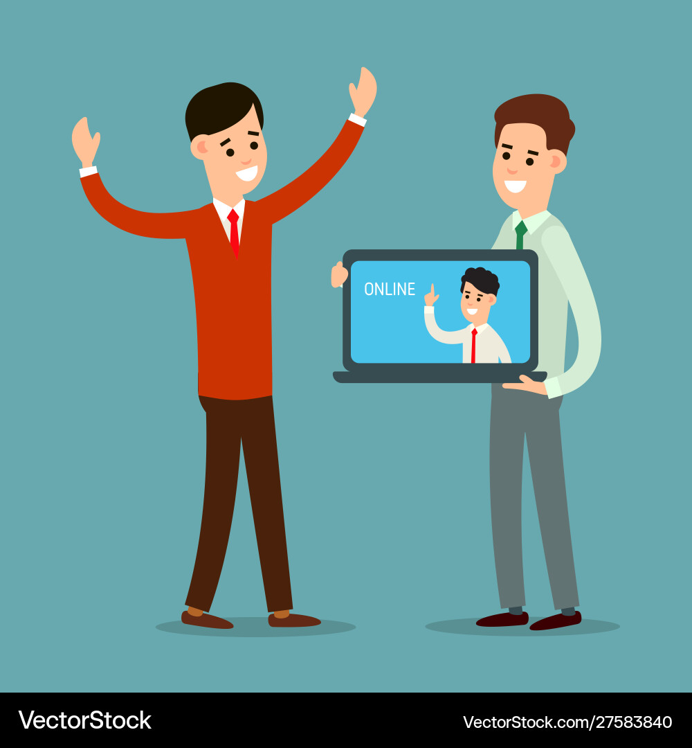 Businessman with laptop technology communication Vector Image