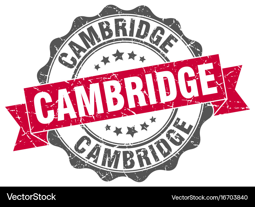 Cambridge round ribbon seal Royalty Free Vector Image