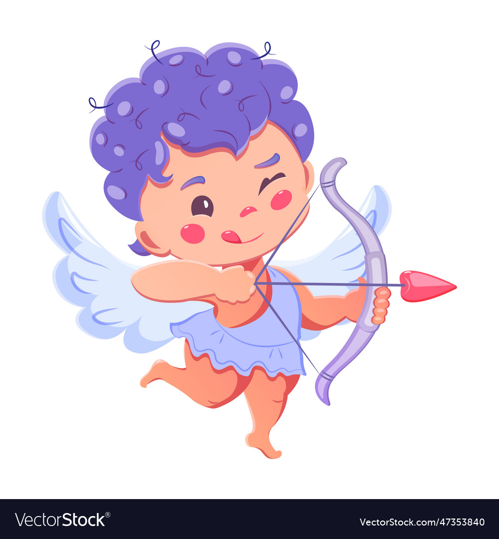 Cute cartoon cupid cupid with bow and an arrow Vector Image