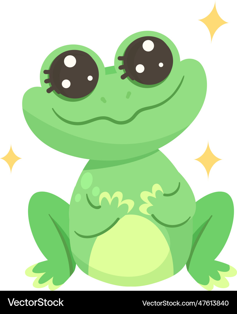 Cute green leaping frog character sitting Vector Image