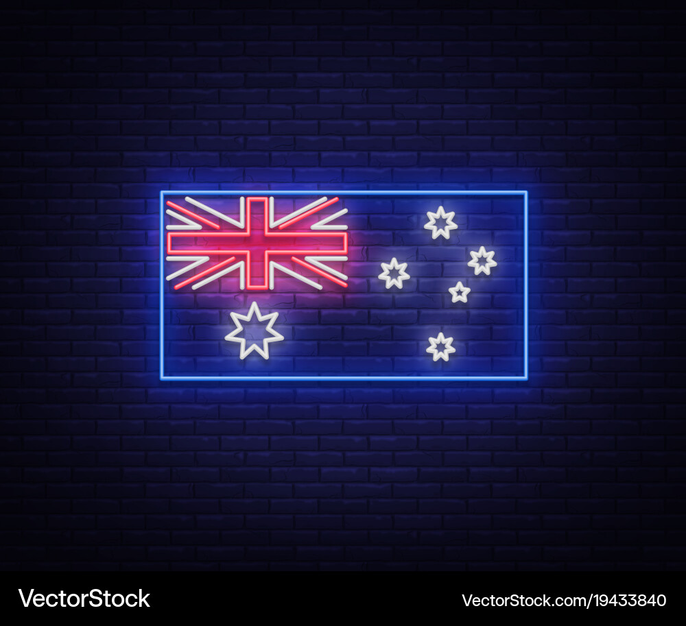 Flag australia is a neon sign Royalty Free Vector Image