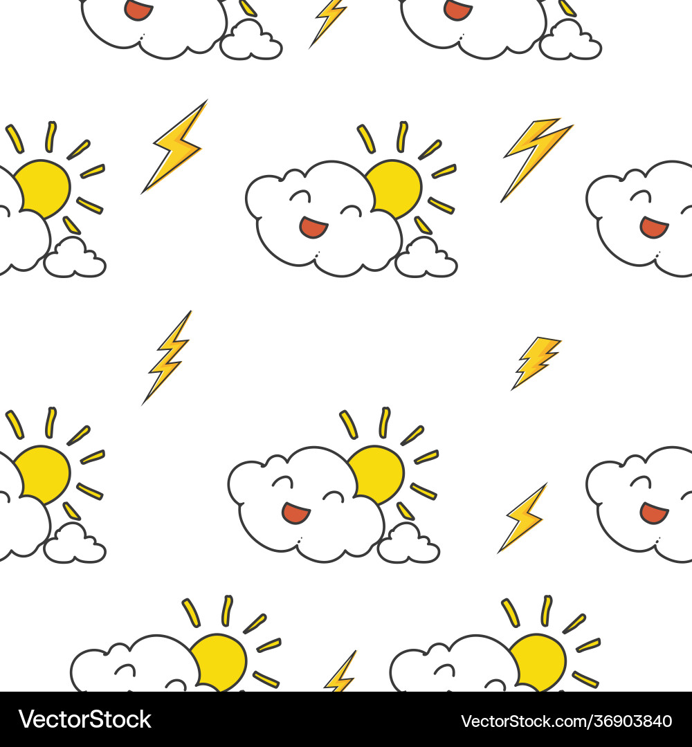 Funny cloud and sun seamless for fabric printing Vector Image