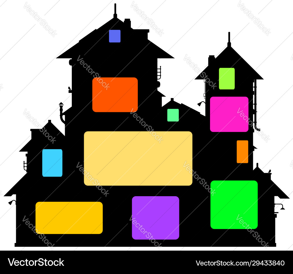 House rooms cross section colors Royalty Free Vector Image