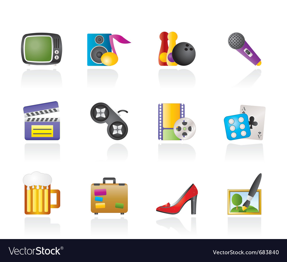 Leisure activity and objects icons Royalty Free Vector Image Leisure activity and objects icons Royalty Free Vector Image