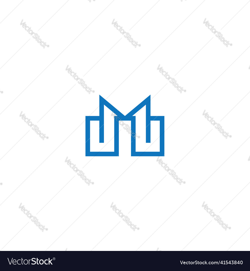 M shape line initial logo Royalty Free Vector Image