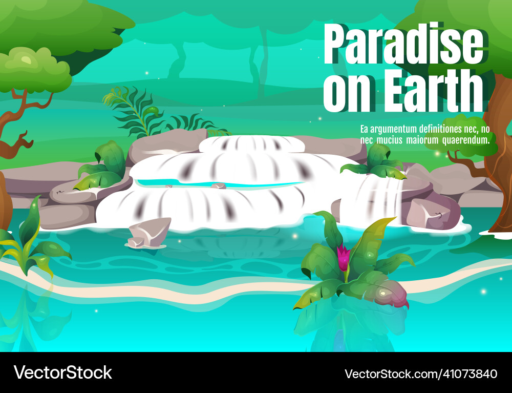 Paradise on earth poster flat template turquoise Vector Image