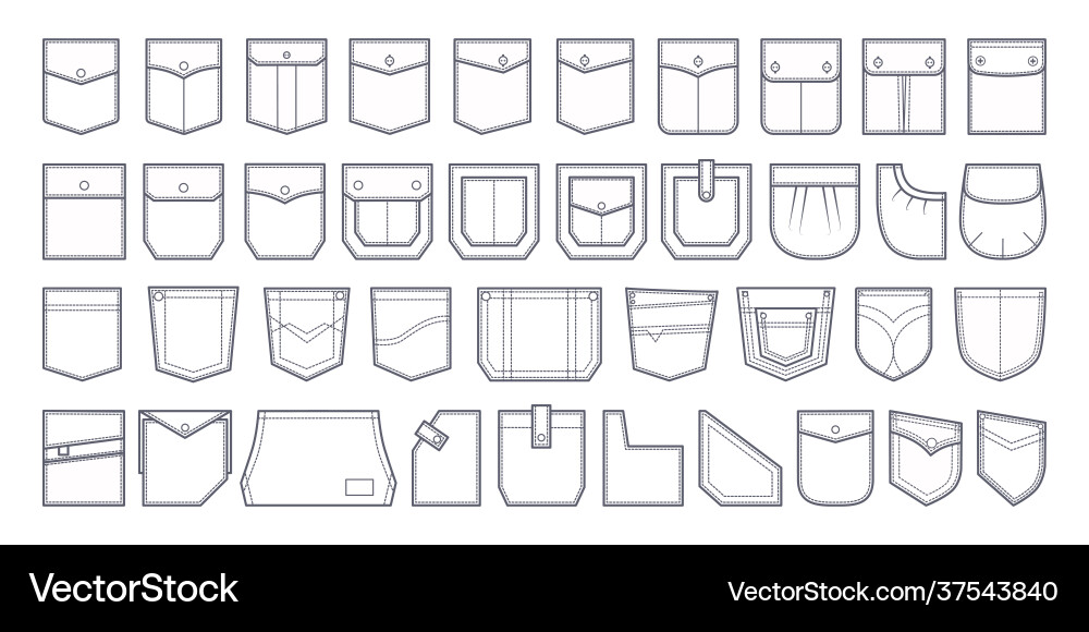 Pocket patch set pockets for fashion design Vector Image