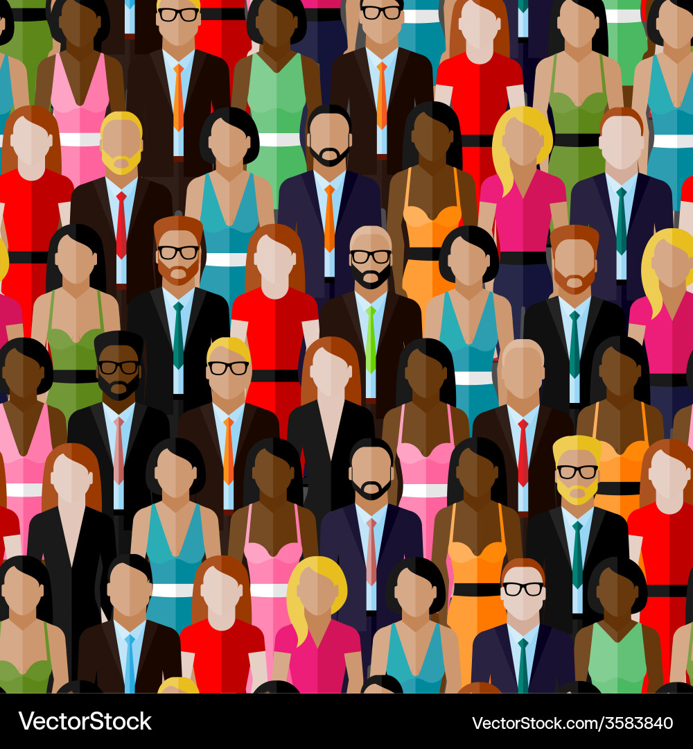 Seamless pattern with a large group of men and Vector Image