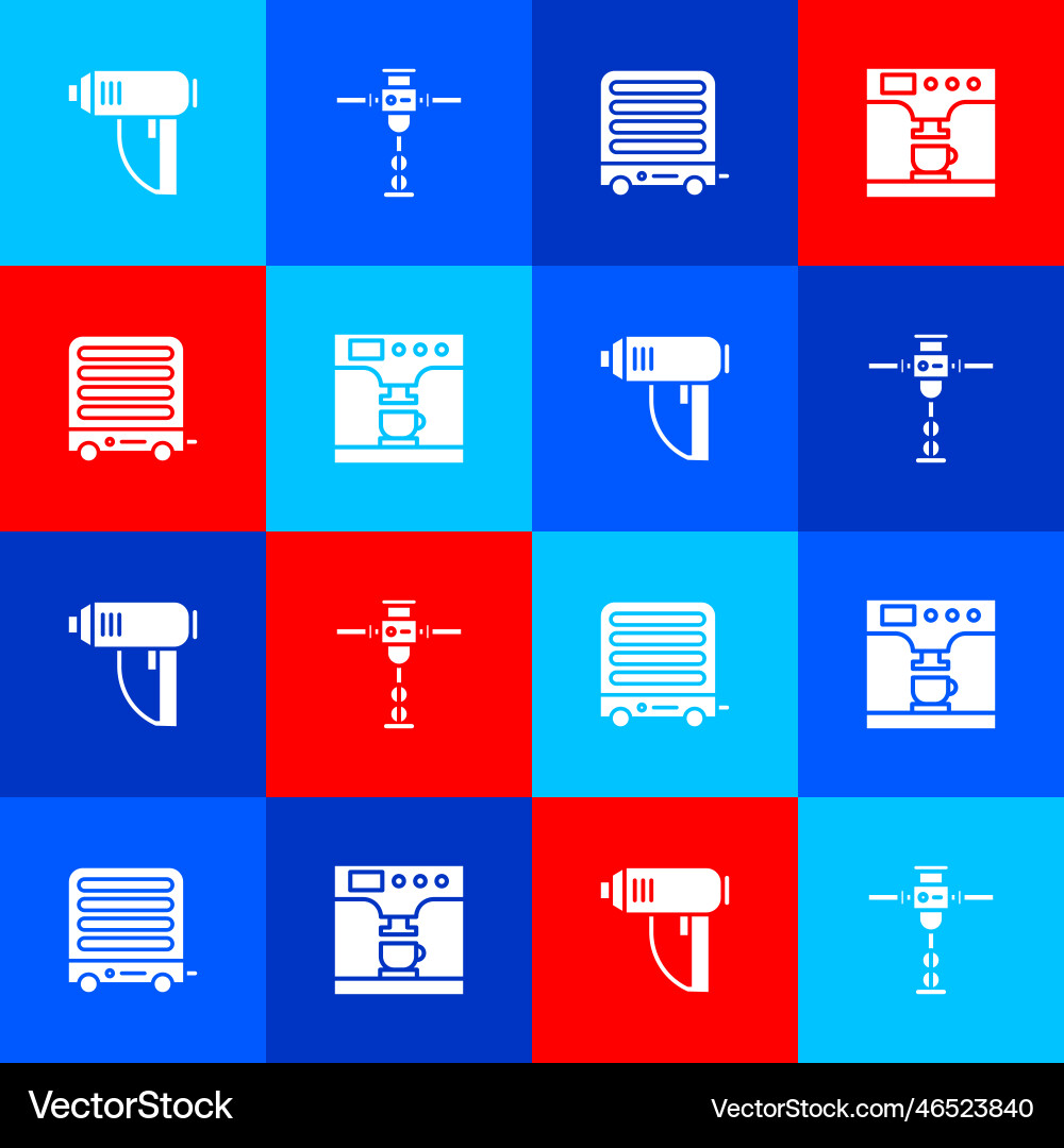 Set electric industrial dryer construction Vector Image