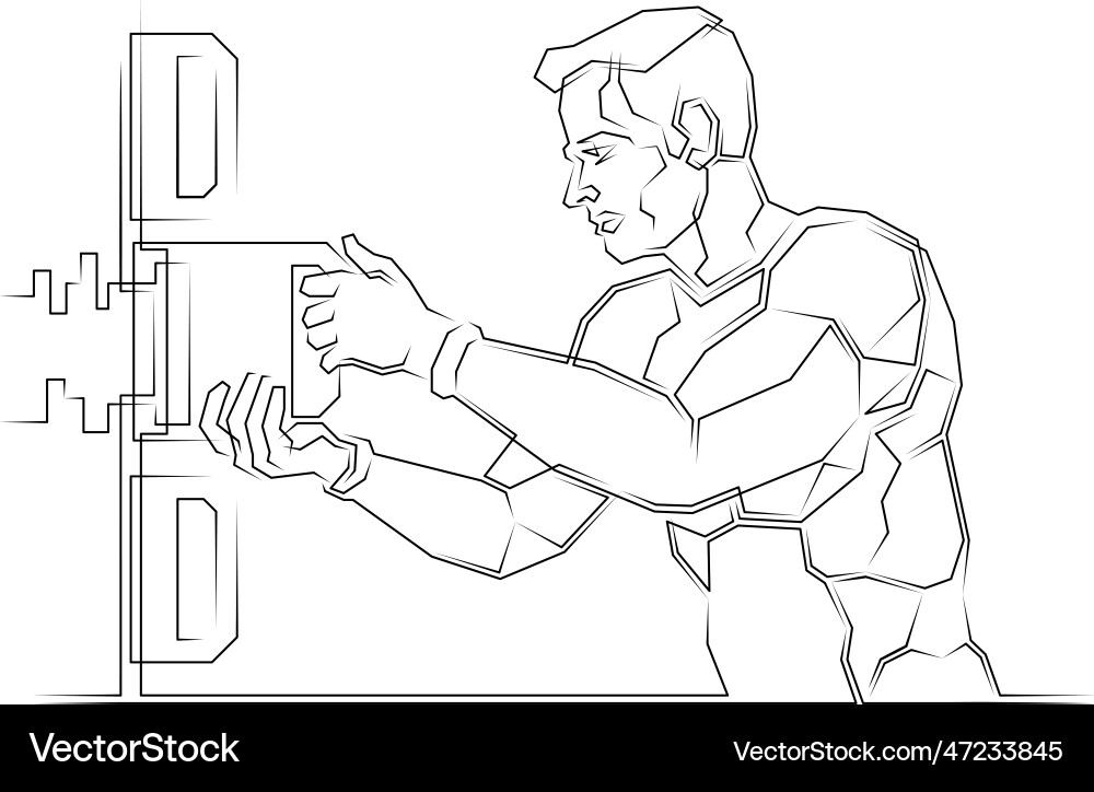 A male engineer works in server room digital Vector Image