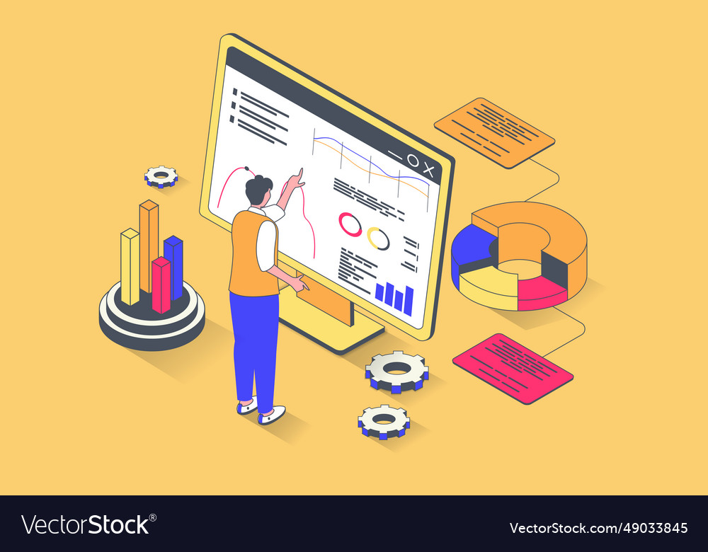 Data analysis concept in 3d isometric design Vector Image