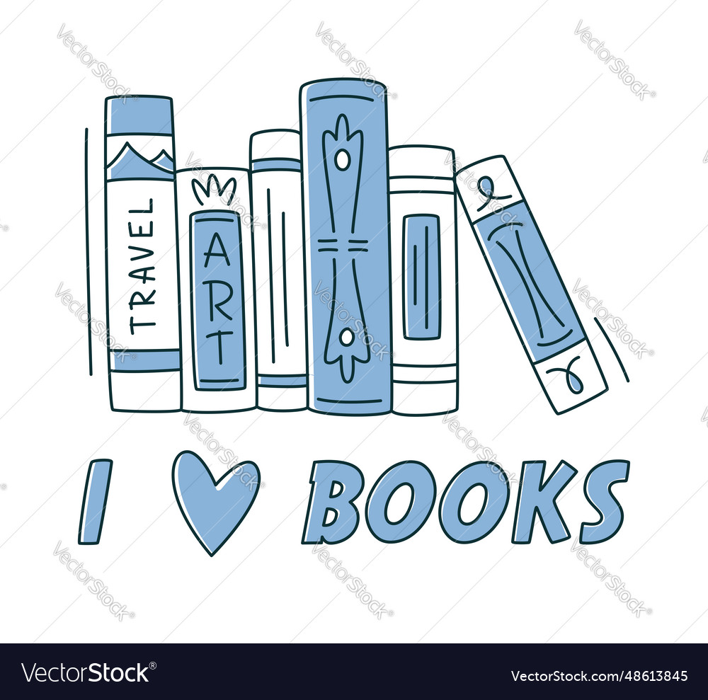 Doodle monochrome bookshelf books set icon i Vector Image