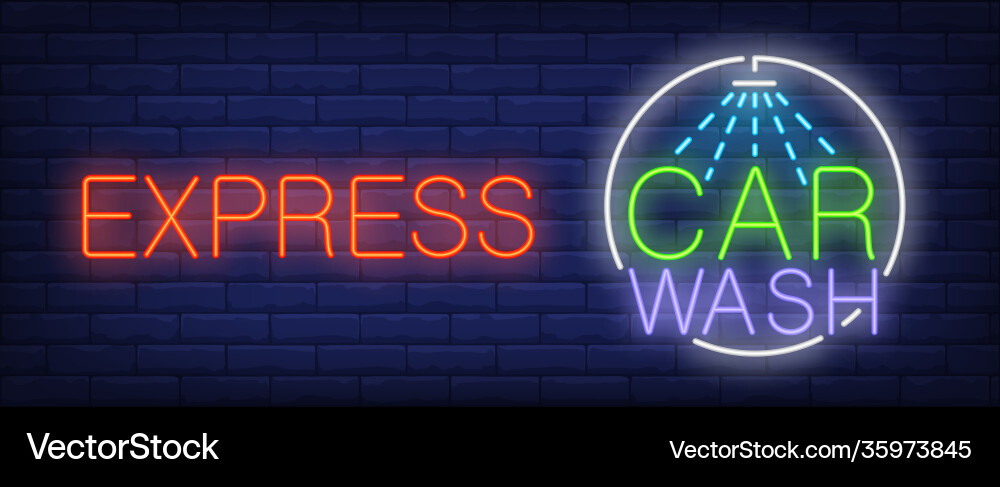 Express car wash neon sign Royalty Free Vector Image