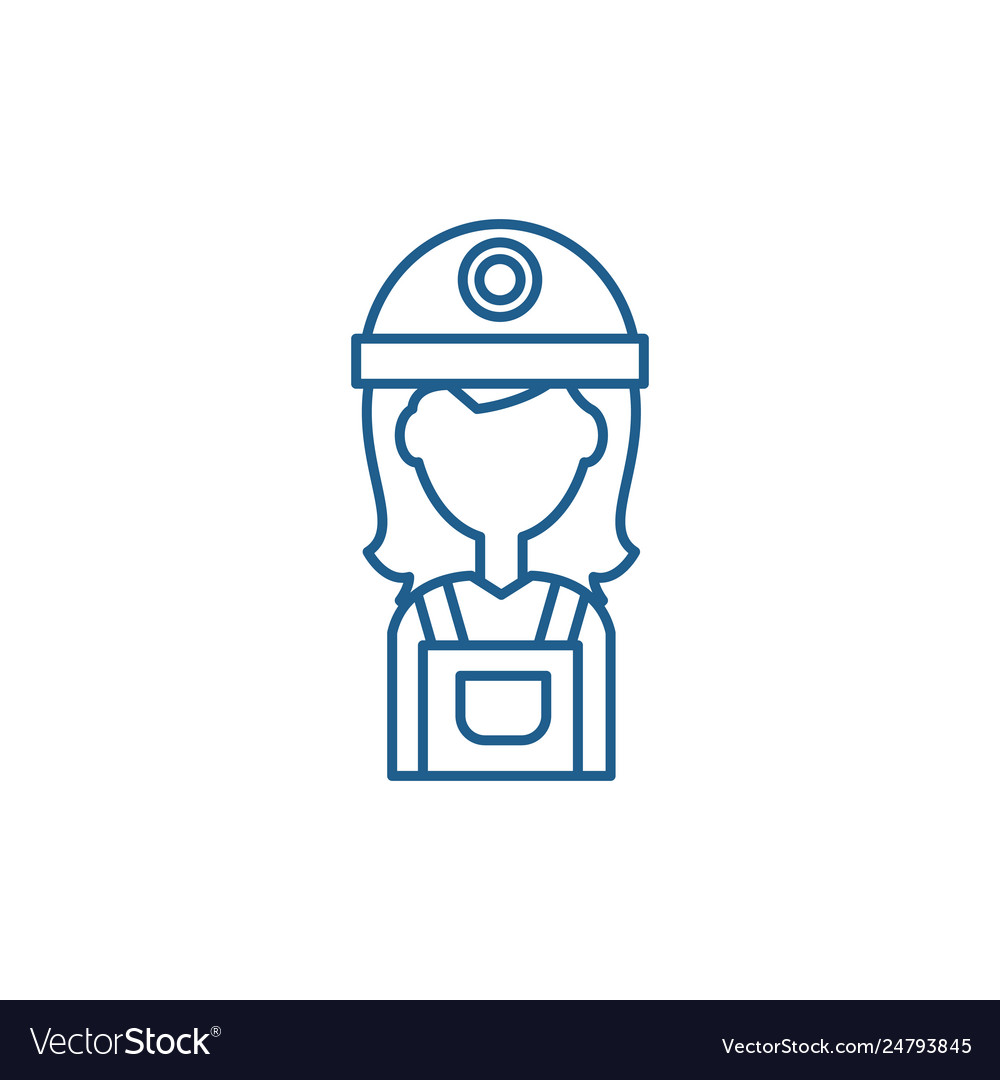 Female builder line icon concept Royalty Free Vector Image Female builder line icon concept Royalty Free Vector Image