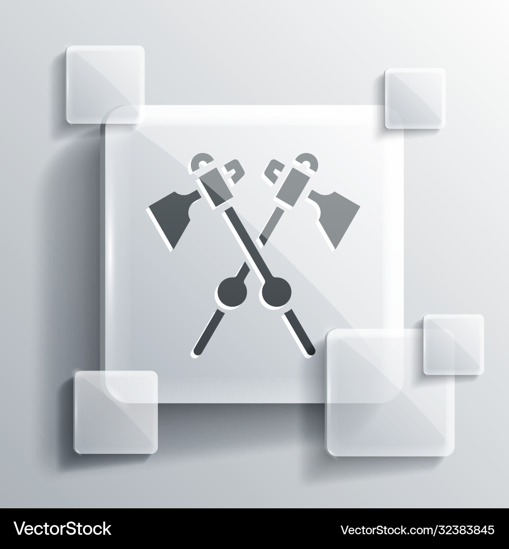 Grey crossed medieval axes icon isolated on Vector Image
