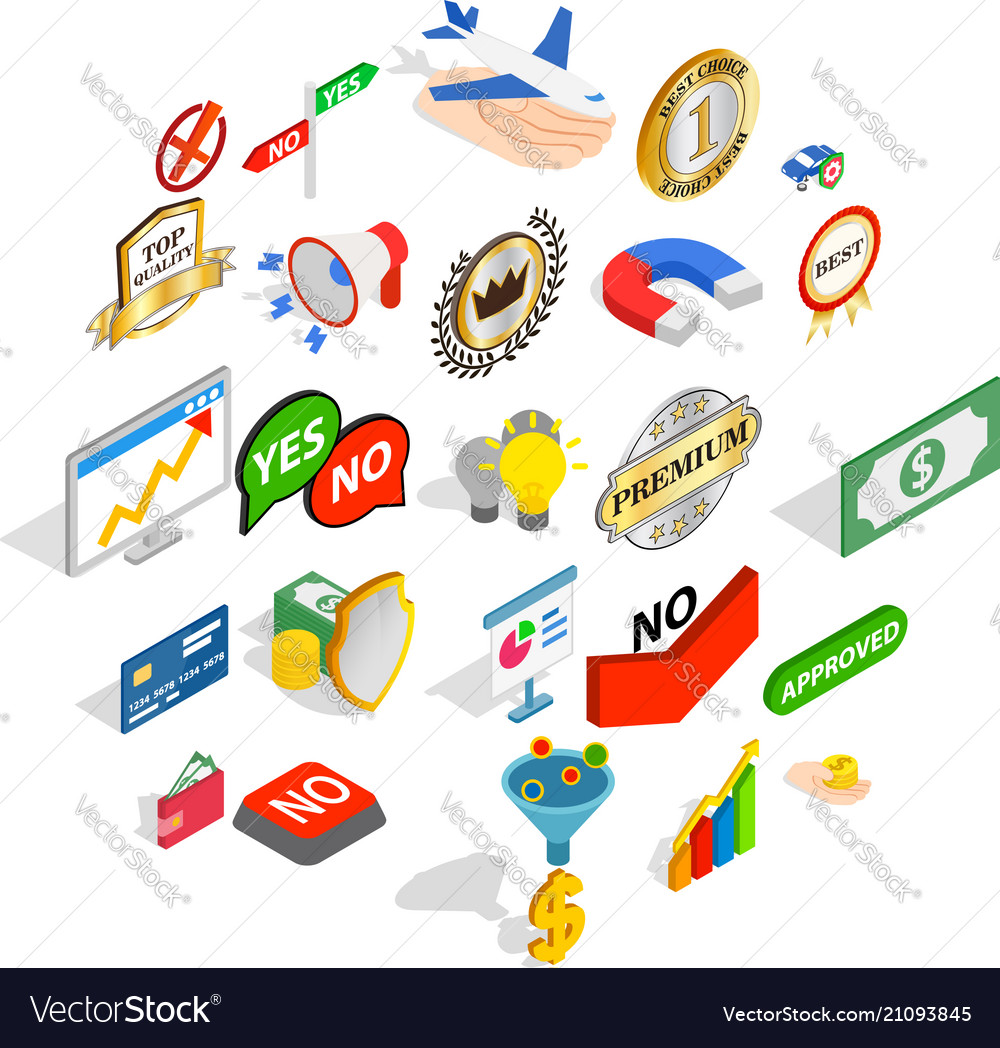Guide icons set isometric style Royalty Free Vector Image