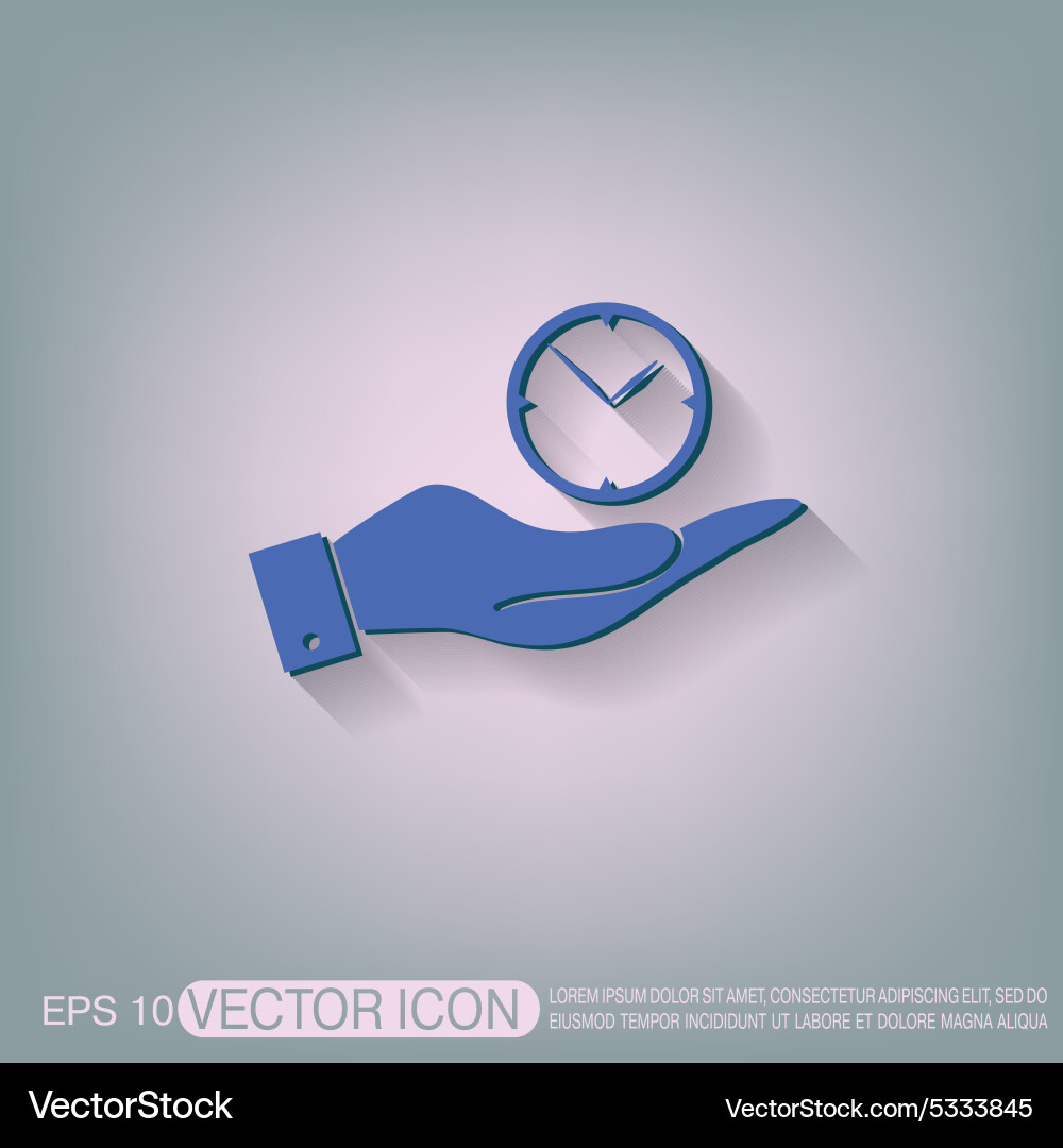 Hand holding a clock icon watch symbol time Vector Image