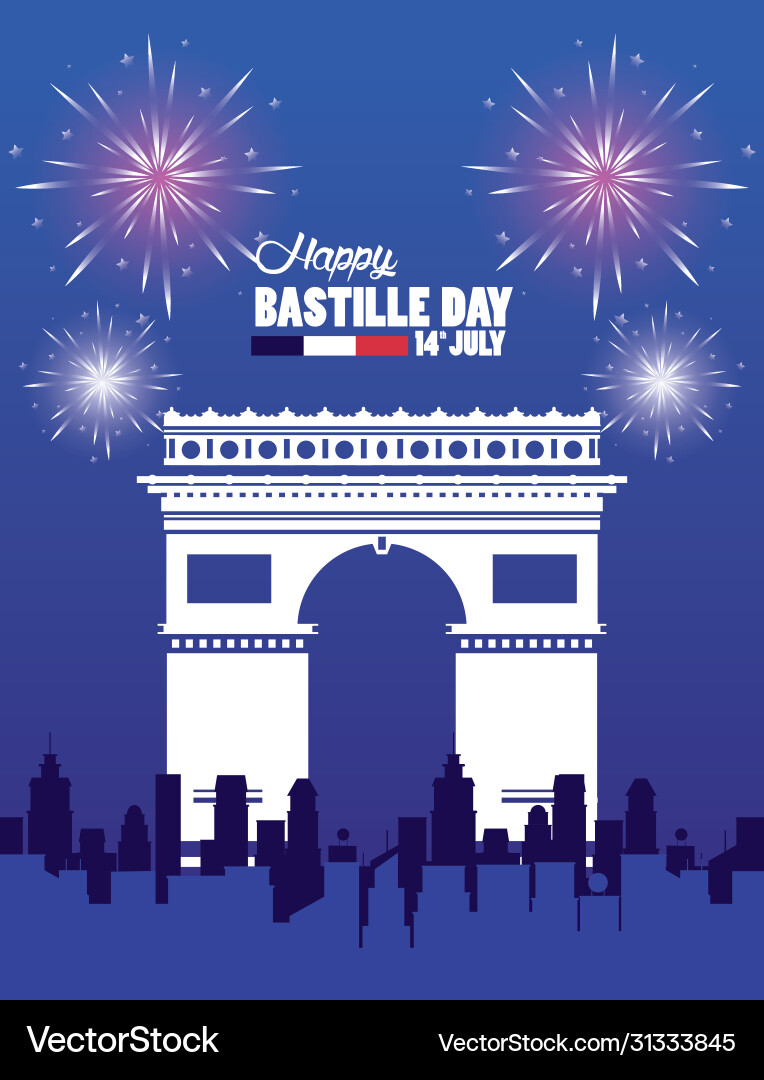 Happy bastille day celebration with arch Vector Image