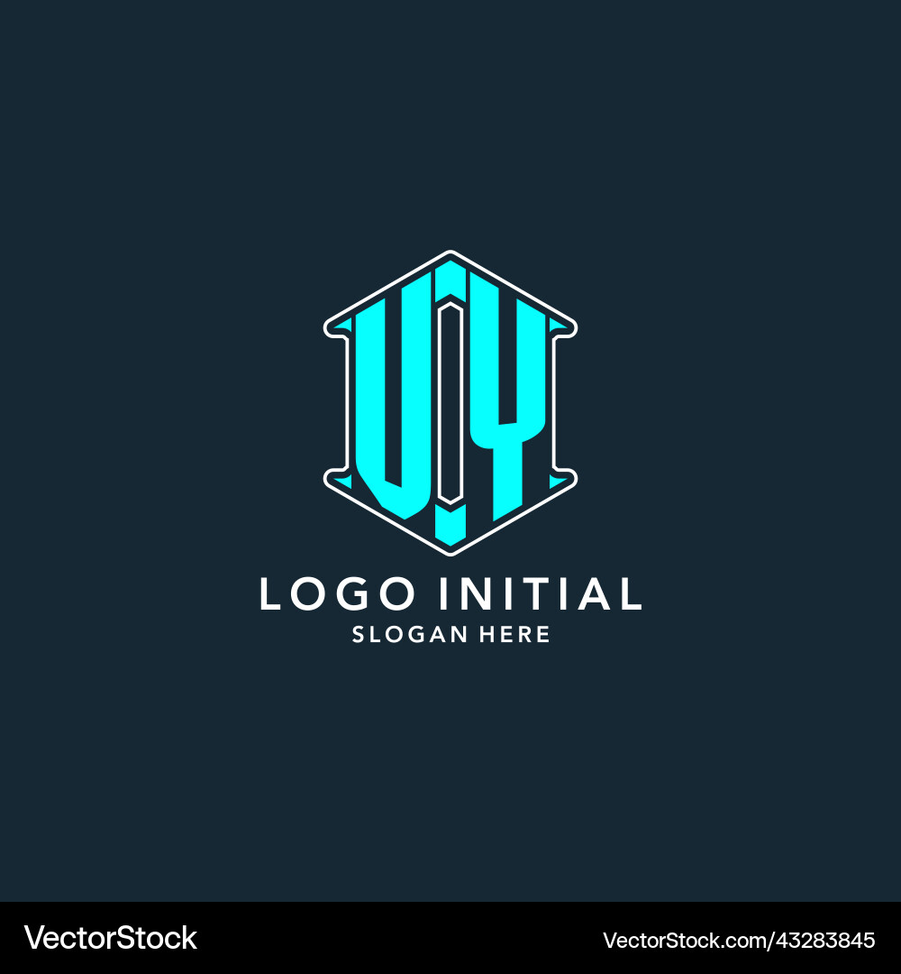 Letter vy logo with hexagon shape geometric style Vector Image