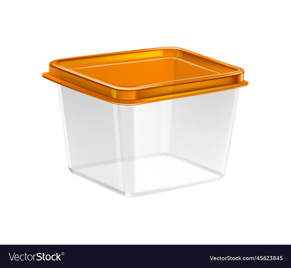 Orange plastic container composition Royalty Free Vector