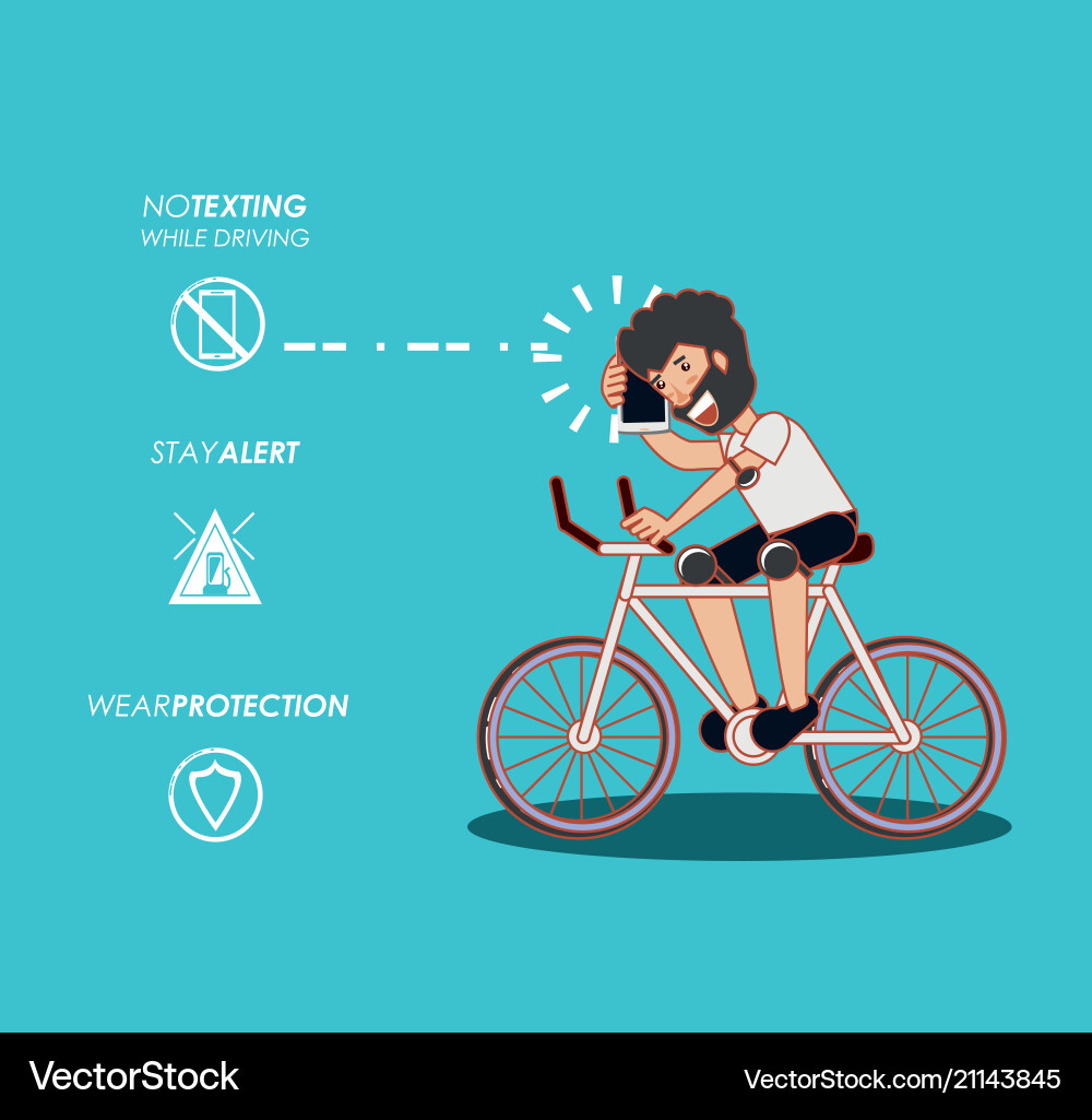 People in bicycle drive safely campaign Royalty Free Vector