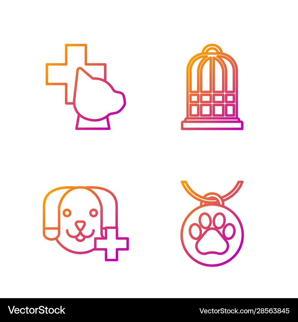 Set line collar with name tag veterinary clinic Vector Image