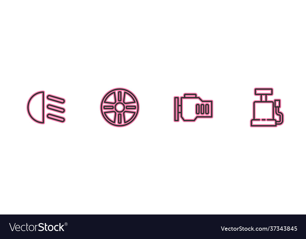 Set line high beam check engine alloy wheel Vector Image Set line high beam check engine alloy wheel Vector Image
