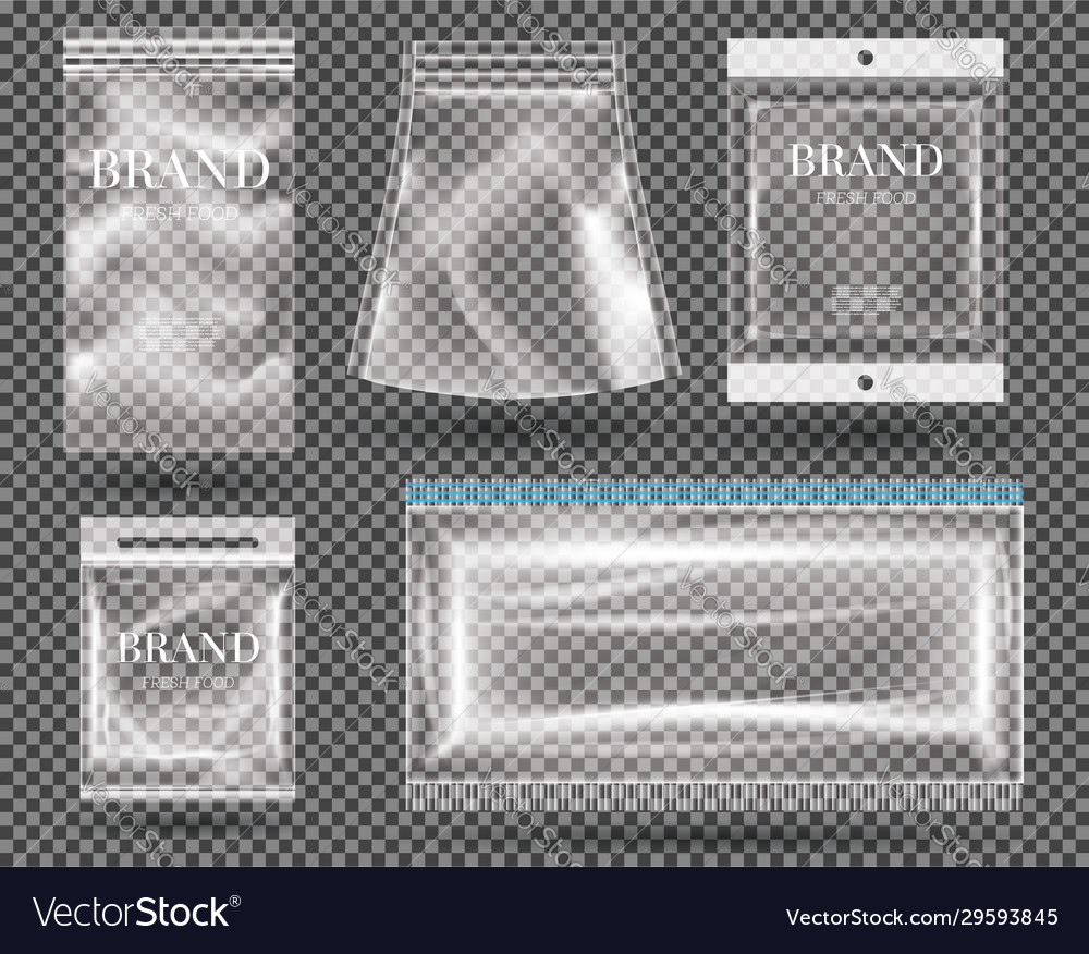 Set transparent empty plastic packaging Royalty Free Vector