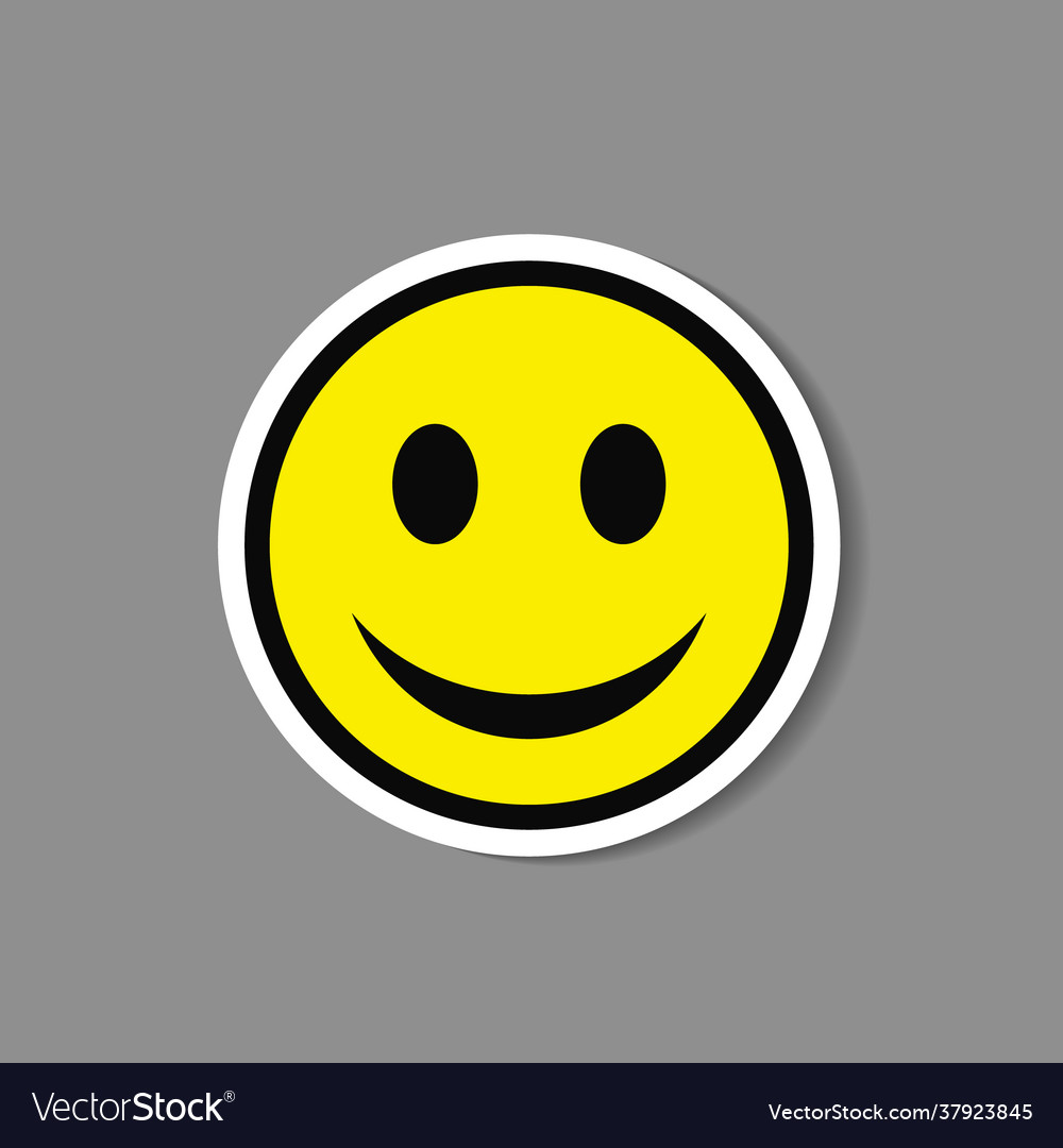 Smiley paper sticker happy face emoticon label Vector Image