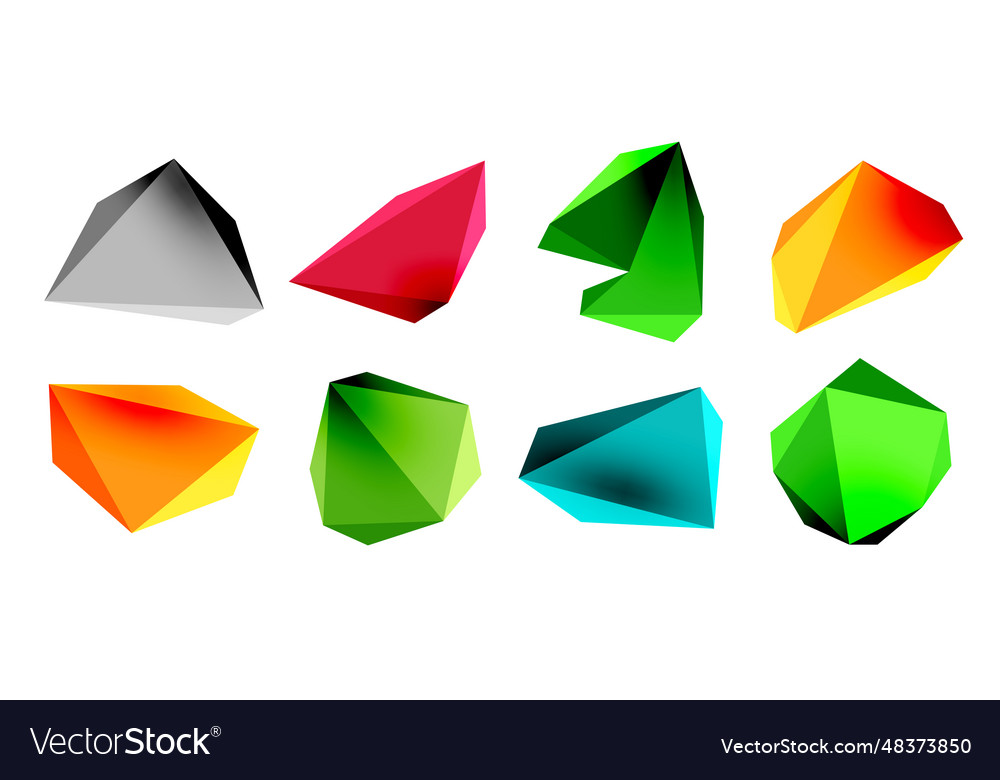 3d low poly triangle design elements Royalty Free Vector