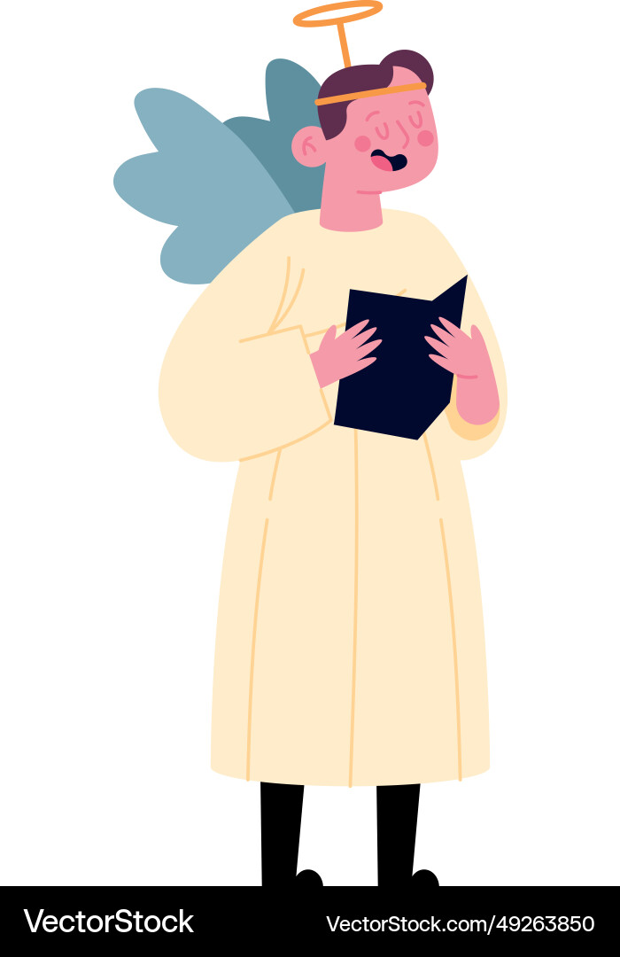 Catholic angel with bible Royalty Free Vector Image