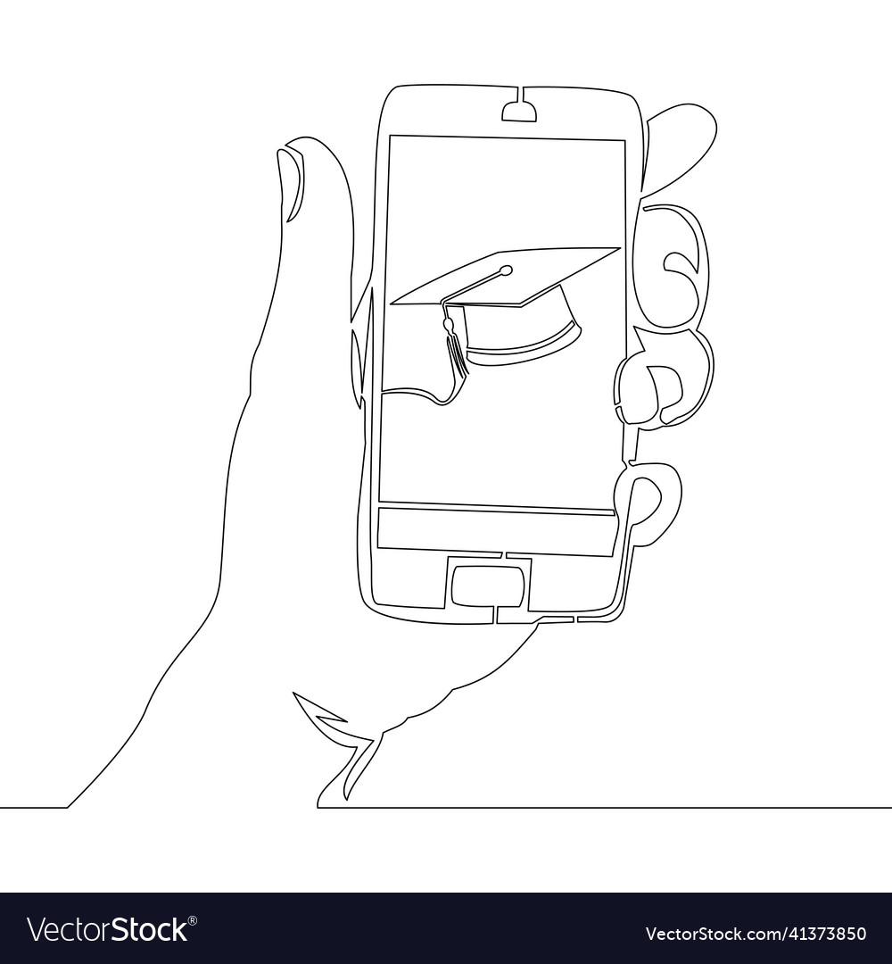 Continuous line drawing online learning concept Vector Image