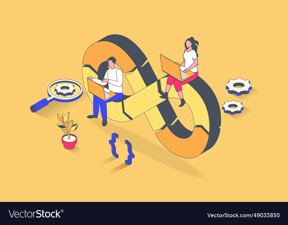 Devops concept in 3d isometric design Royalty Free Vector Devops concept in 3d isometric design Royalty Free Vector