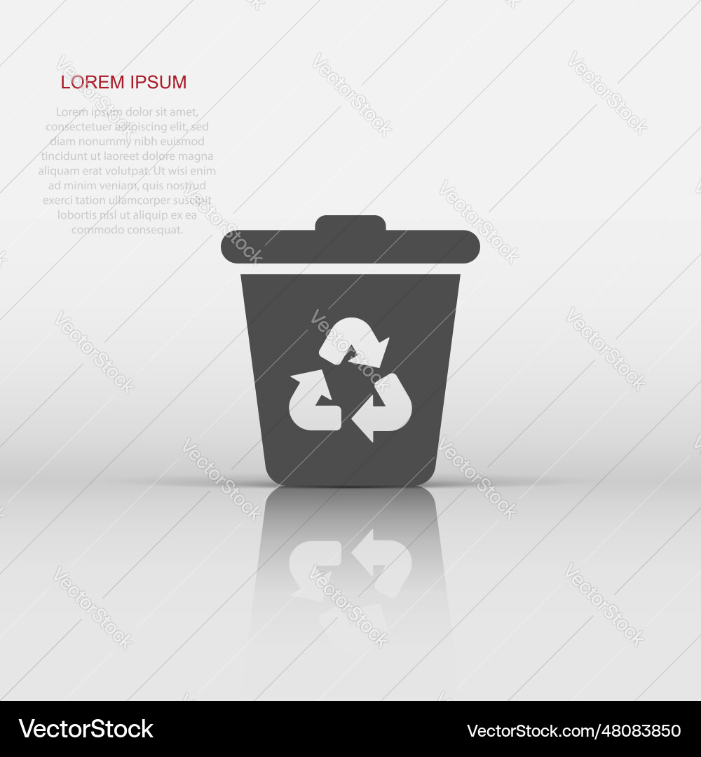 Garbage bin icon in flat style recycle on white Vector Image
