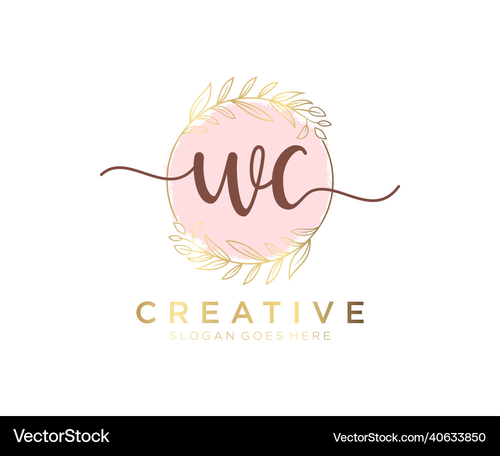 Initial wc feminine logo usable for nature salon Vector Image