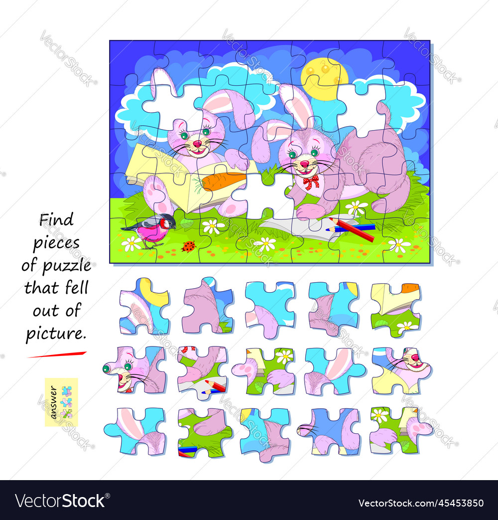 Logic game for children and adults find pieces Vector Image