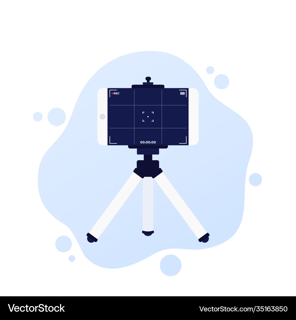 Mobile phone on tripod vlog recording Royalty Free Vector