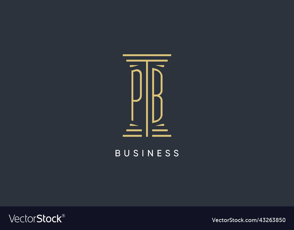 Pb Initial Monogram With Pillar Shape Logo Design Vector Image