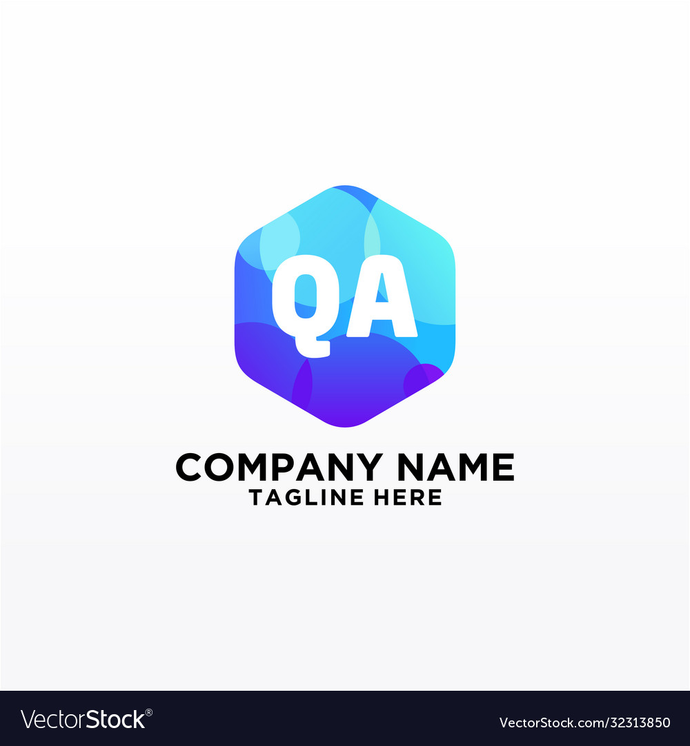 Qa Initial Logo With Colorful Circle Template Vector Image
