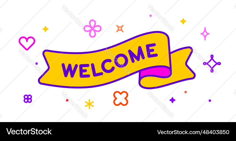 Ribbon and banner welcome Royalty Free Vector Image
