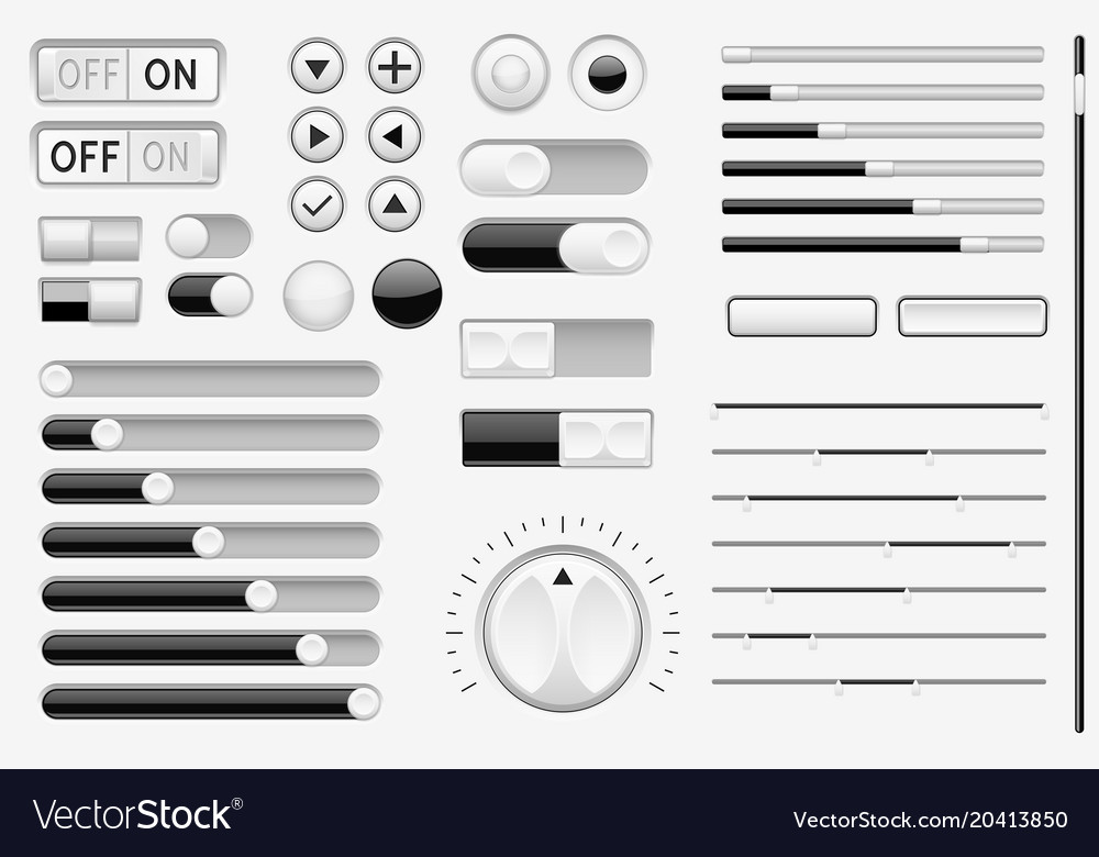 Set black interface switch buttons sliders Vector Image