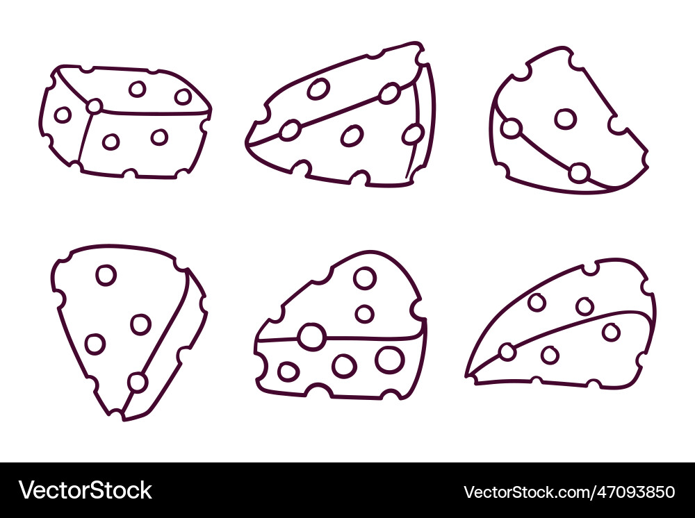 Set of hand drawn cheese doodle Royalty Free Vector Image