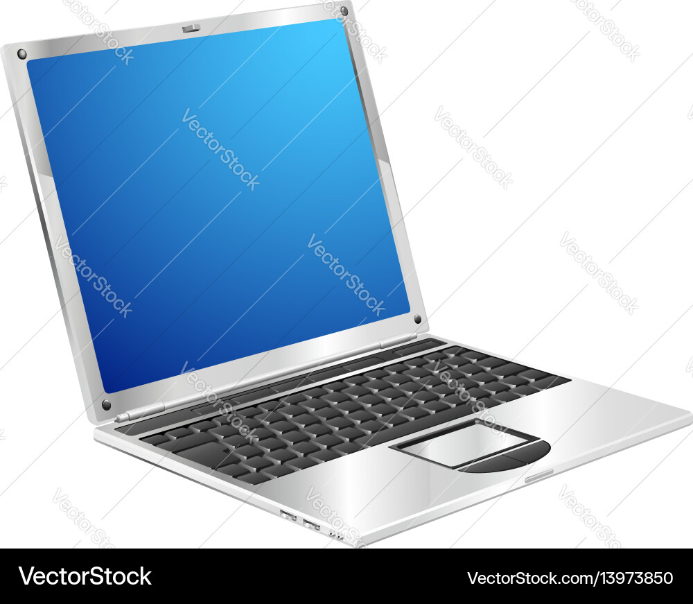 Shiny stylish metallic laptop diagonal view Vector Image