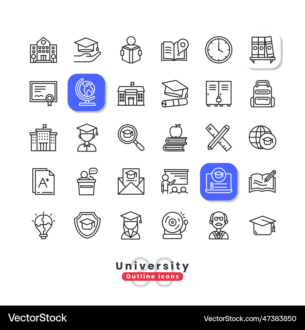 University outline icons Royalty Free Vector Image