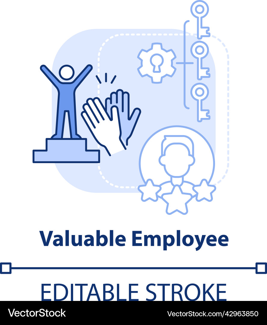 Valuable employee light blue concept icon Vector Image