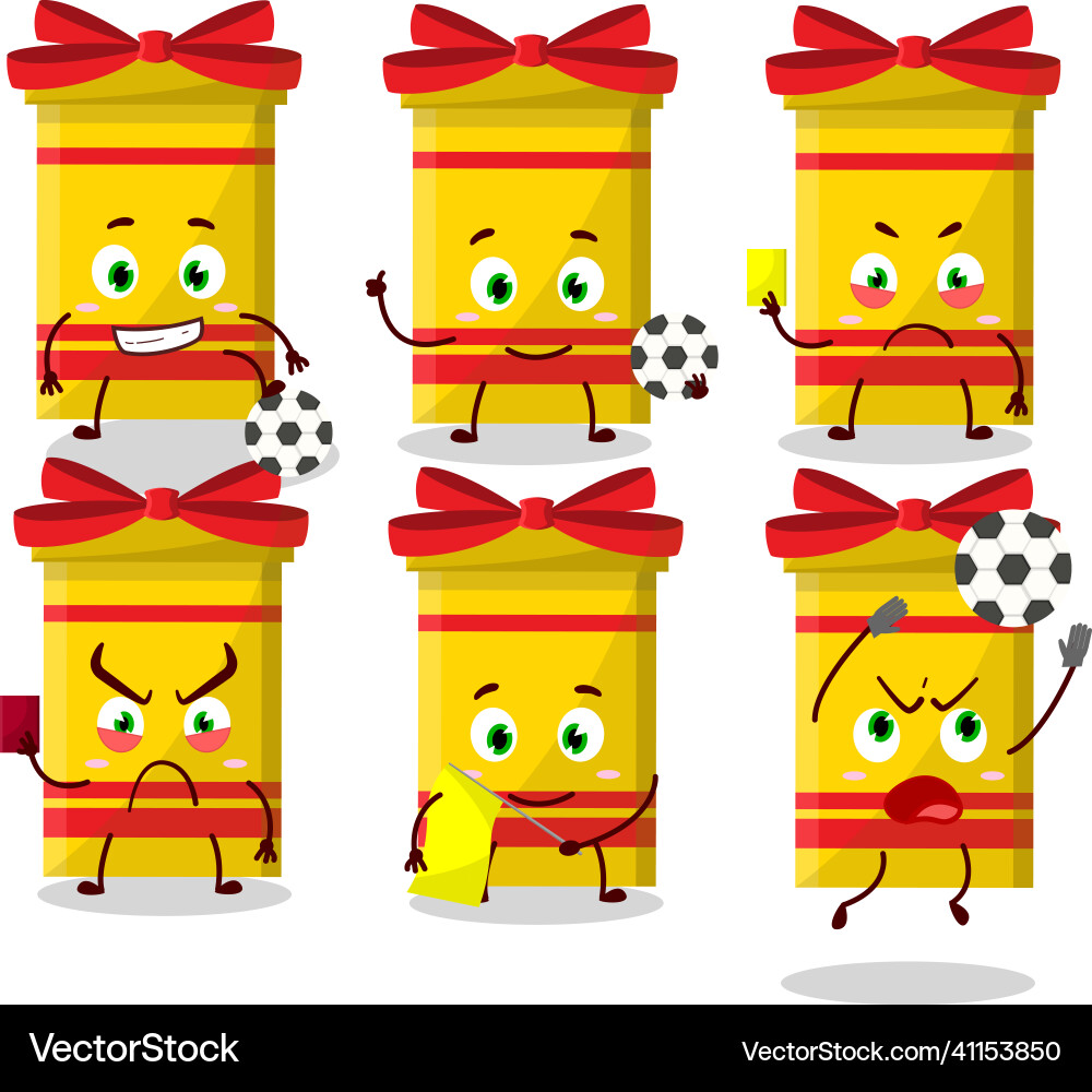 Yellow long gift box cartoon character working Vector Image