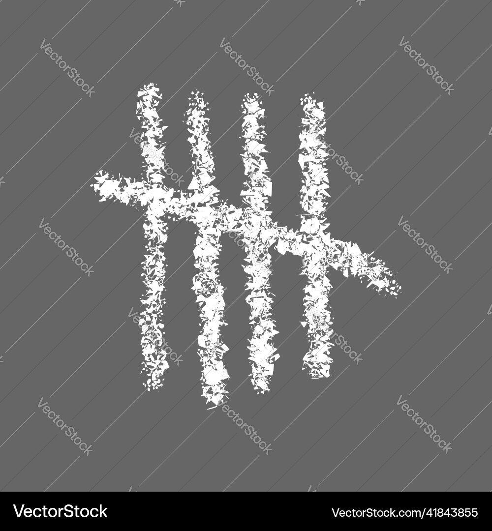 Chalk drawn tally mark sign four hand Royalty Free Vector