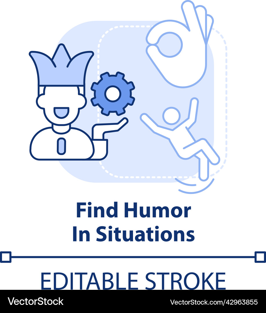 Find humor in situations light blue concept icon Vector Image