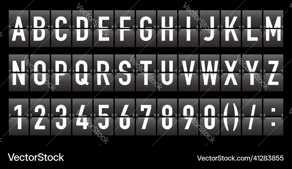 Flip font with alphabet and numbers Royalty Free Vector